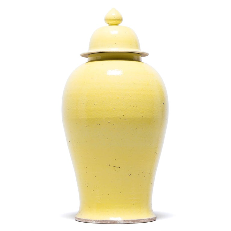 Chinese Citron Yellow Double Baluster Jar For Sale at 1stDibs