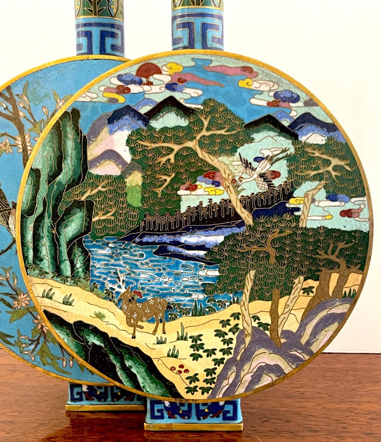 Chinese Cloisonné Enamel Double Moon Flask Vase, #048/100 For Sale at 1stDibs