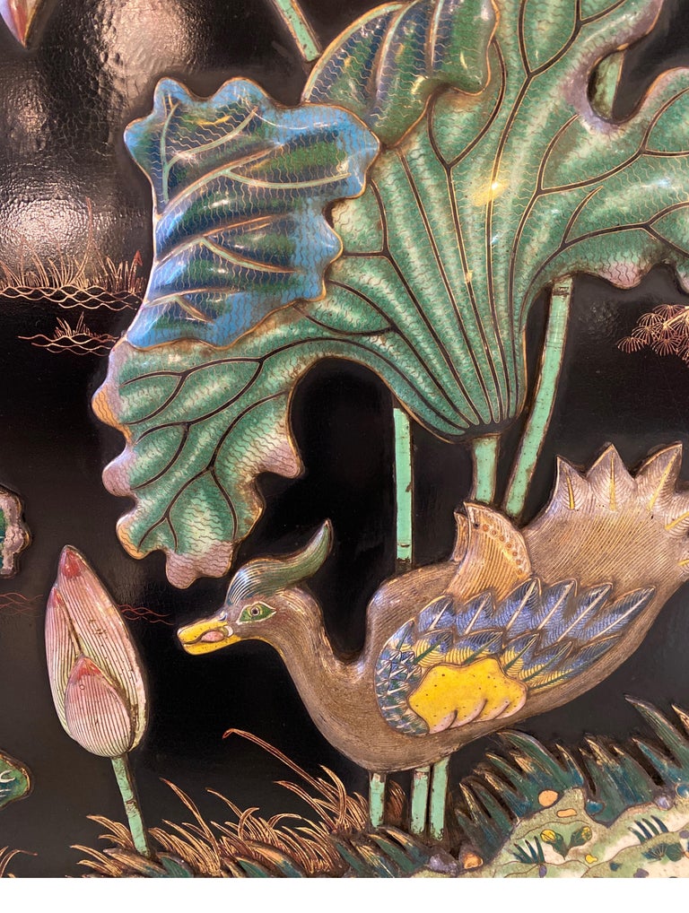 Chinese Cloisonné Scenic Panel For Sale at 1stDibs