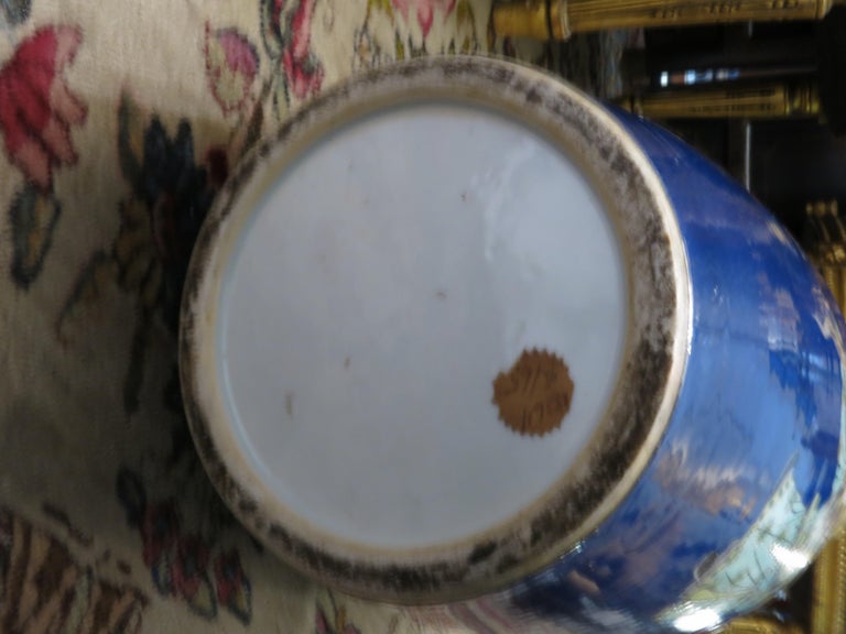 Chinese Cobalt Ground Polychrome Enameled Porcelain Vase, 19th Century ...