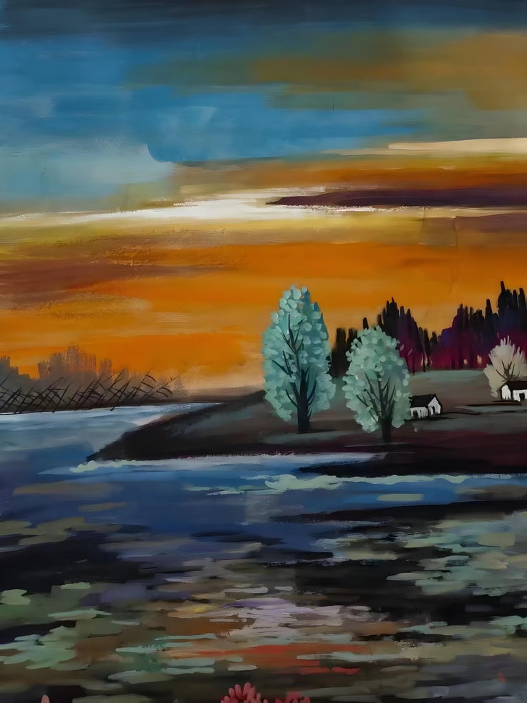 Chinese Color Painting of Landscape, Hand Painted with Lin Fengmian ...