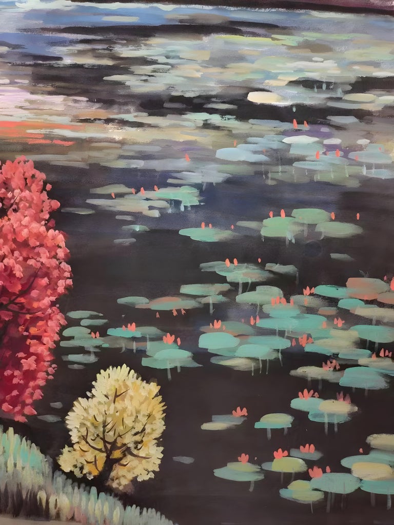 Chinese Color Painting of Landscape, Hand Painted with Lin Fengmian ...