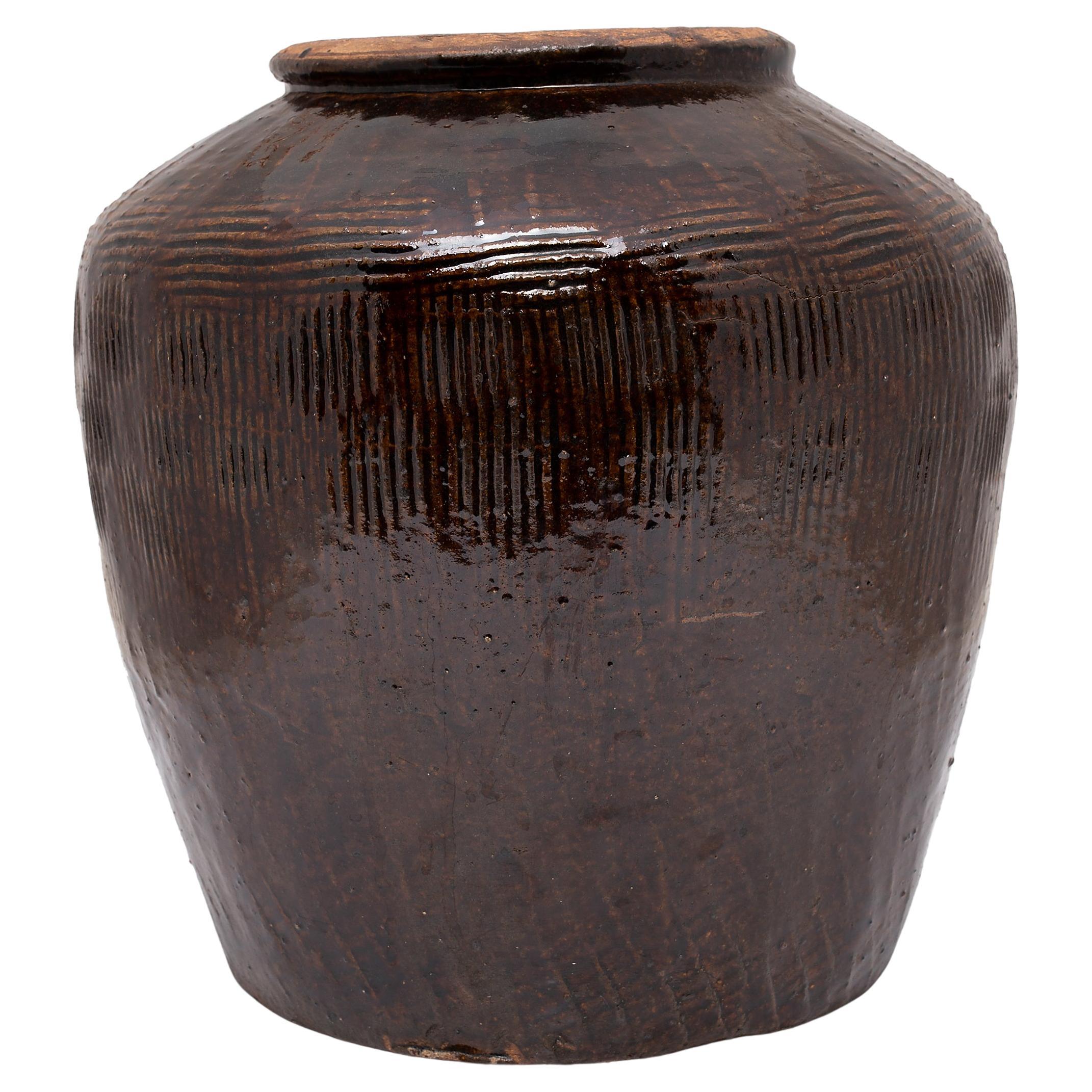Chinese Dark Glazed Kitchen Jar, C. 1850 at 1stDibs