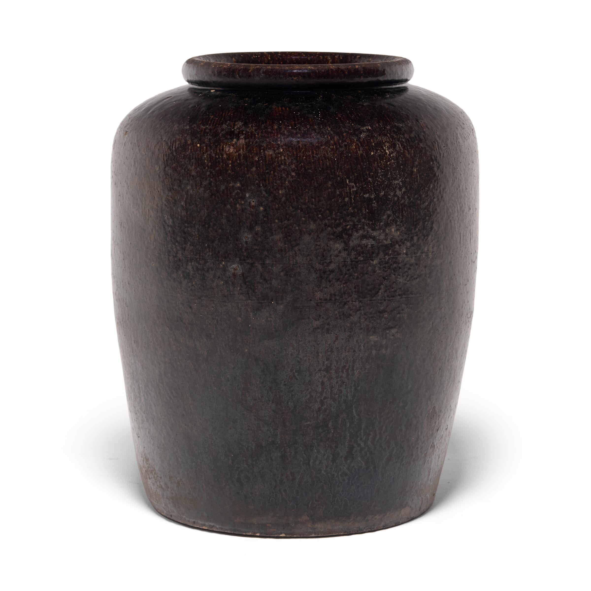 Chinese Dark Glazed Pickling Pot, circa 1900 at 1stDibs