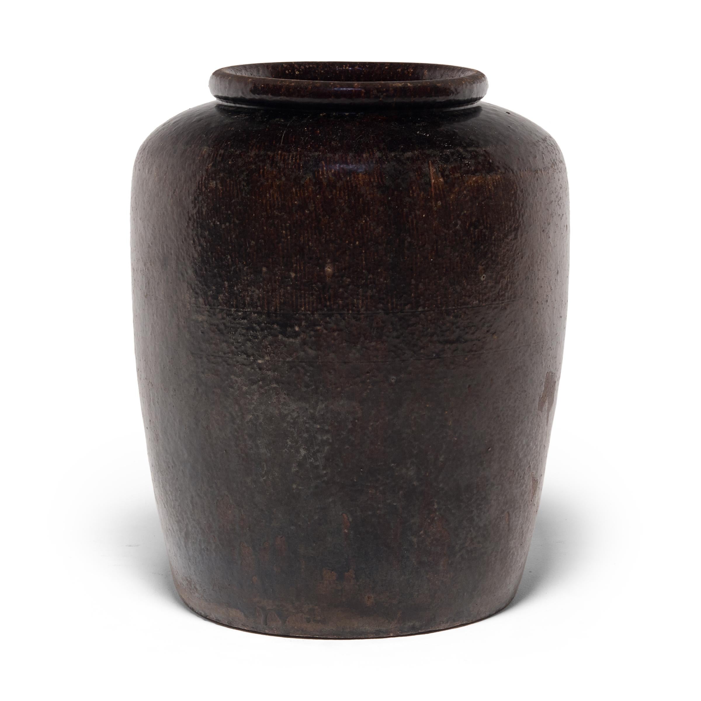Chinese Dark Glazed Pickling Pot, circa 1900 at 1stDibs