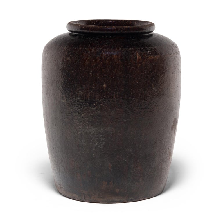 Chinese Dark Glazed Pickling Pot, circa 1900 at 1stDibs