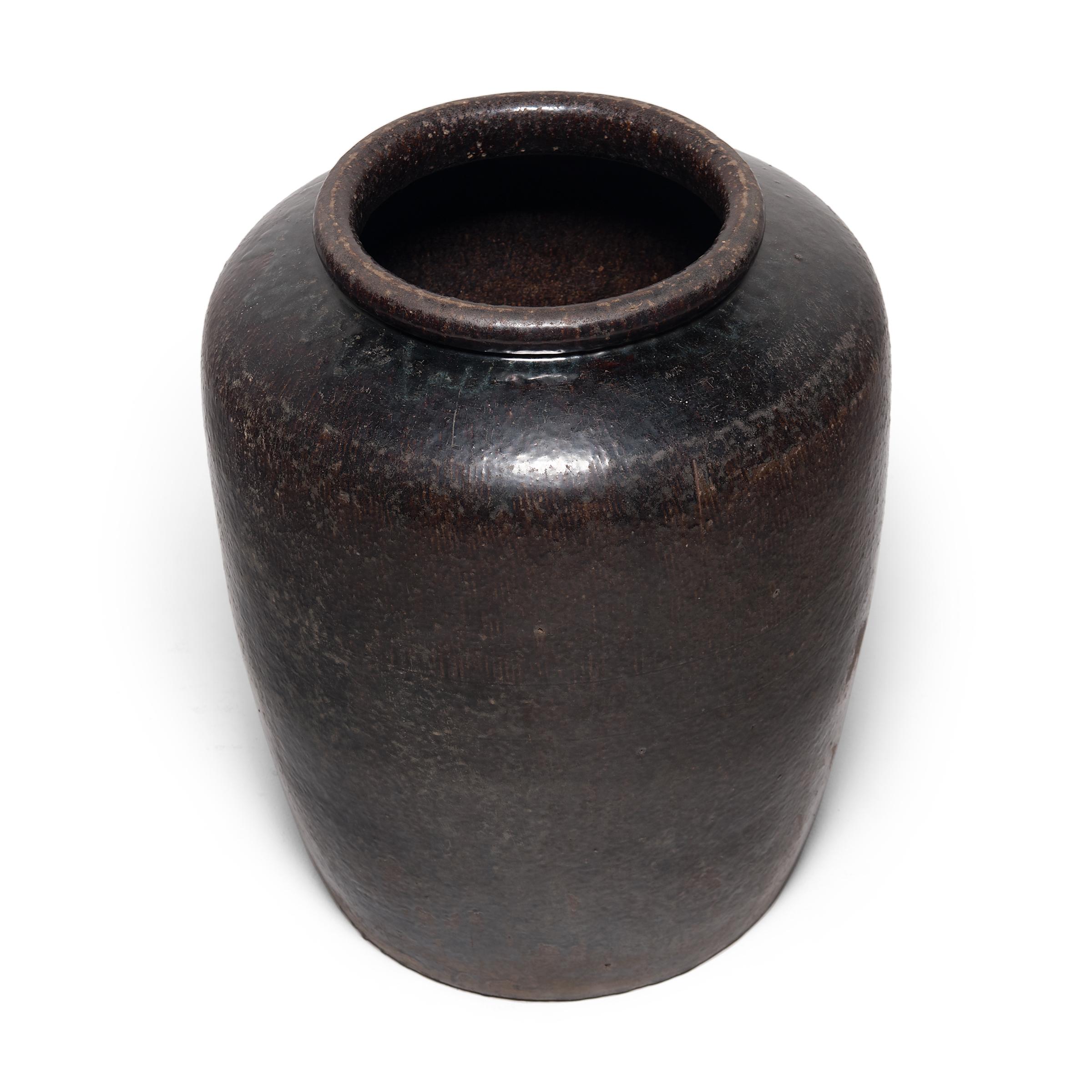 Chinese Dark Glazed Pickling Pot, circa 1900 at 1stDibs