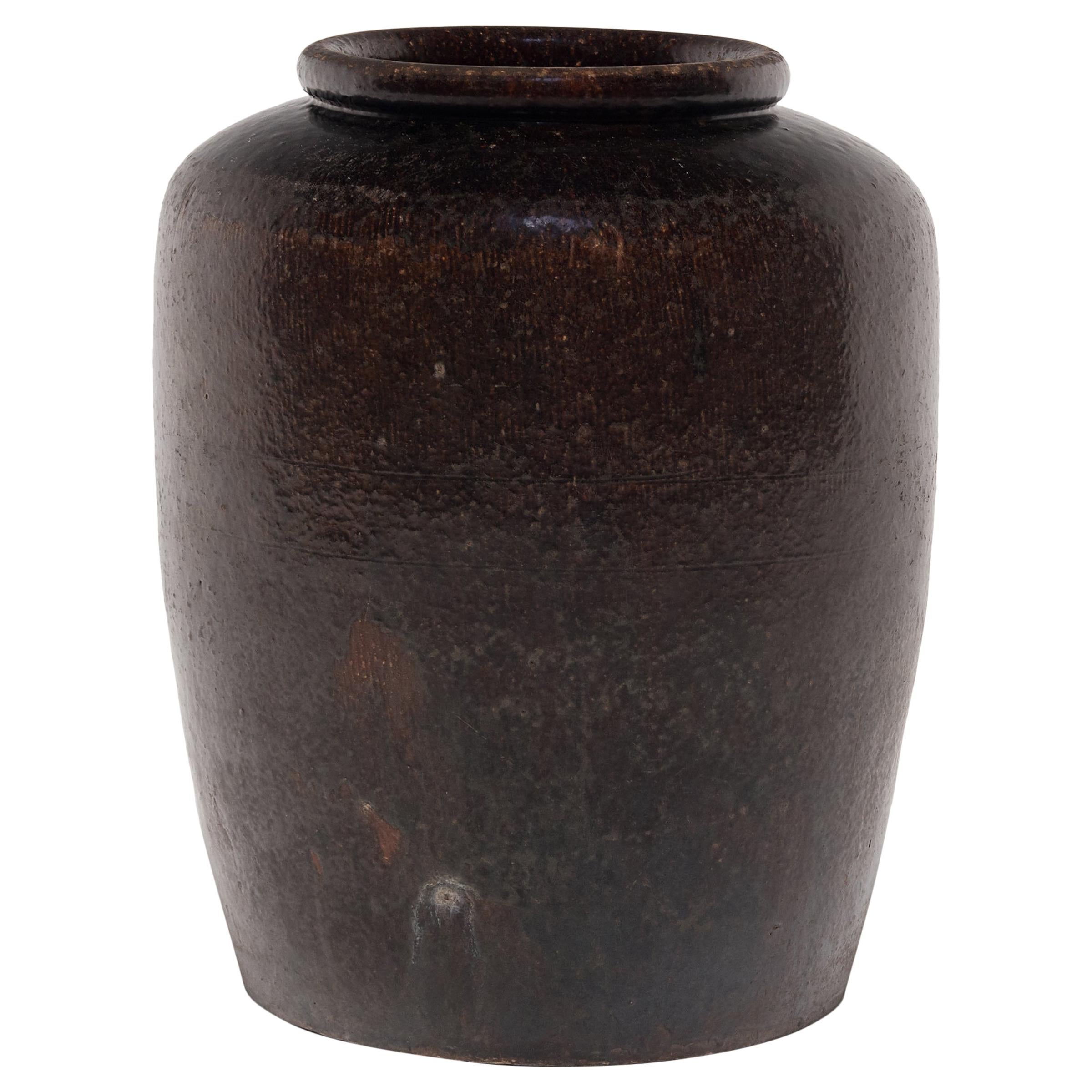 Chinese Dark Glazed Pickling Pot, circa 1900 at 1stDibs