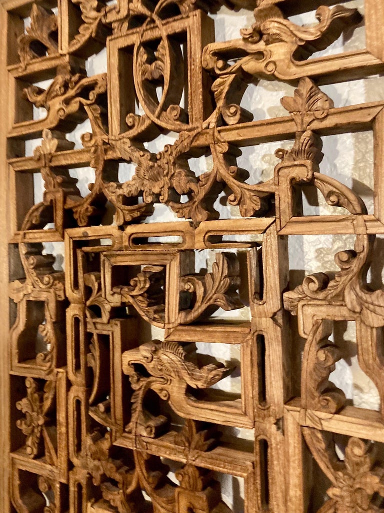 Chinese Decorative Lattice + Carved Wood Panel For Sale at 1stDibs ...