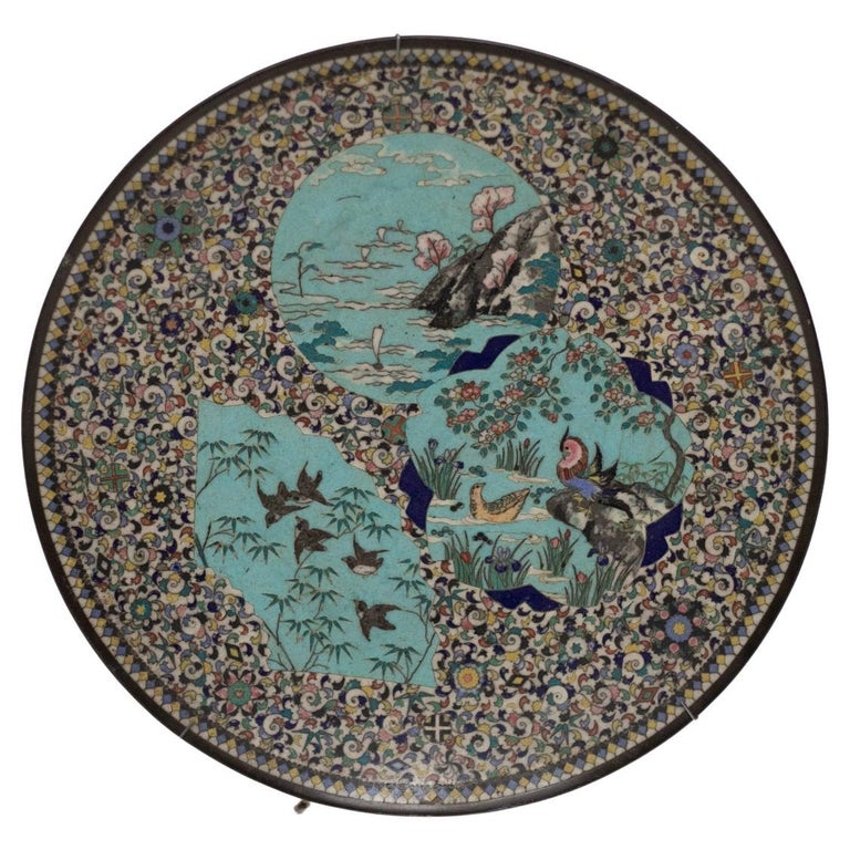 Chinese Decorative Plate with Three Scenes, Qing Dynasty at 1stDibs