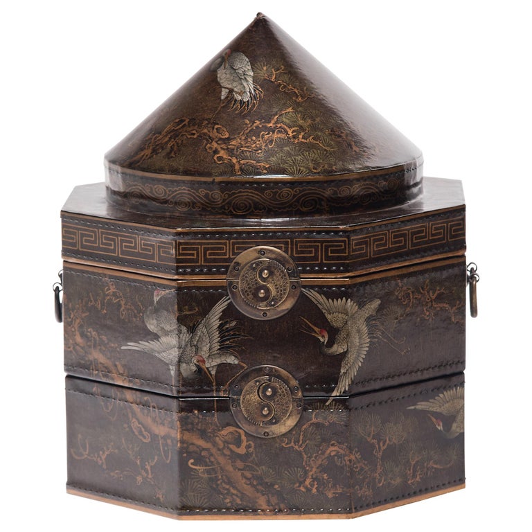 Chinese Double Longevity Hat Box, Early 20th Century at 1stDibs