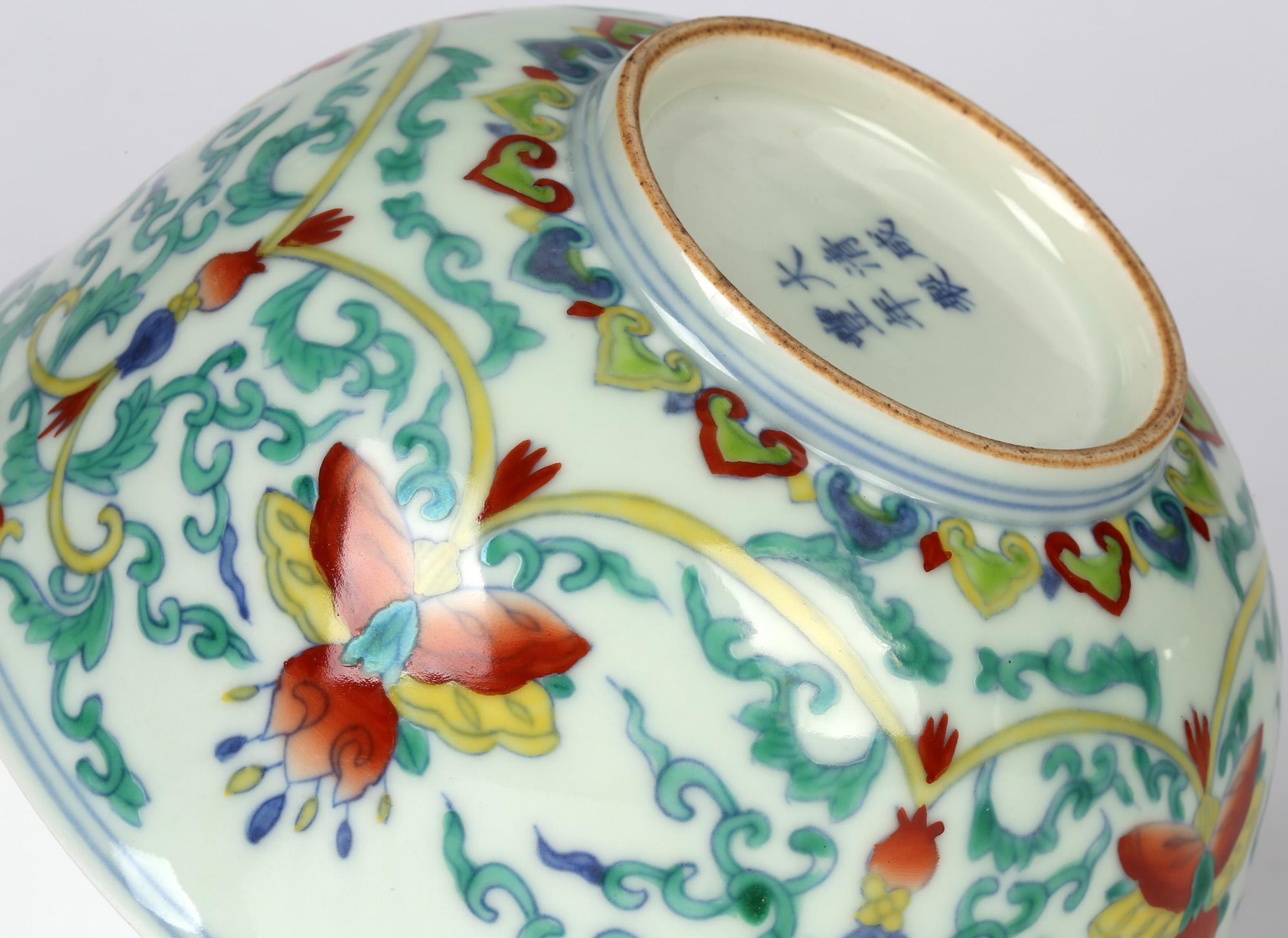 Chinese Doucai Porcelain Scrolling Blossoms Bowl at 1stDibs