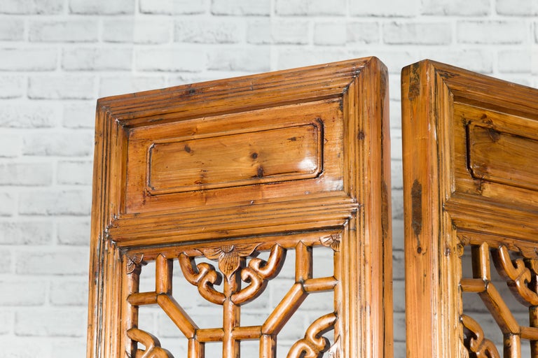 Chinese Early 20th Century Fretwork Four-Panel Screen with Geometric ...