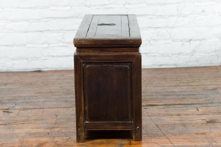 Chinese Early 20th Century Lacquered Trunk with Brass Hardware and ...