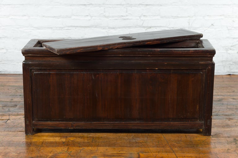 Chinese Early 20th Century Lacquered Trunk with Brass Hardware and ...