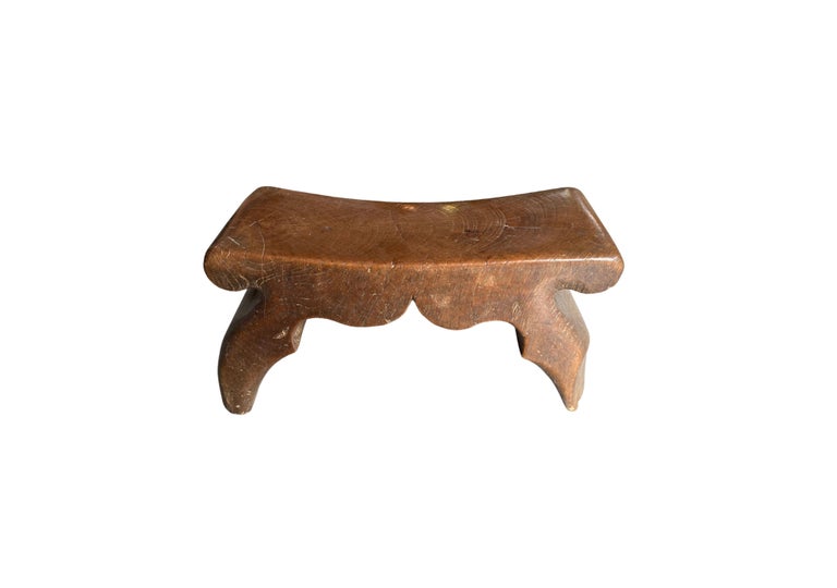Chinese Elm Wood Headrest with Subtle Engravings from Early 20th ...