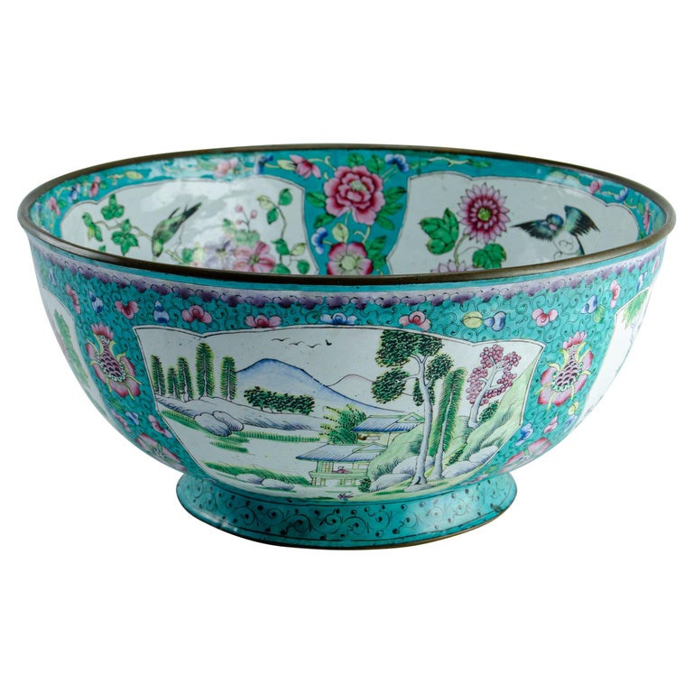 Chinese Enameled Copper Bowl For Sale at 1stDibs