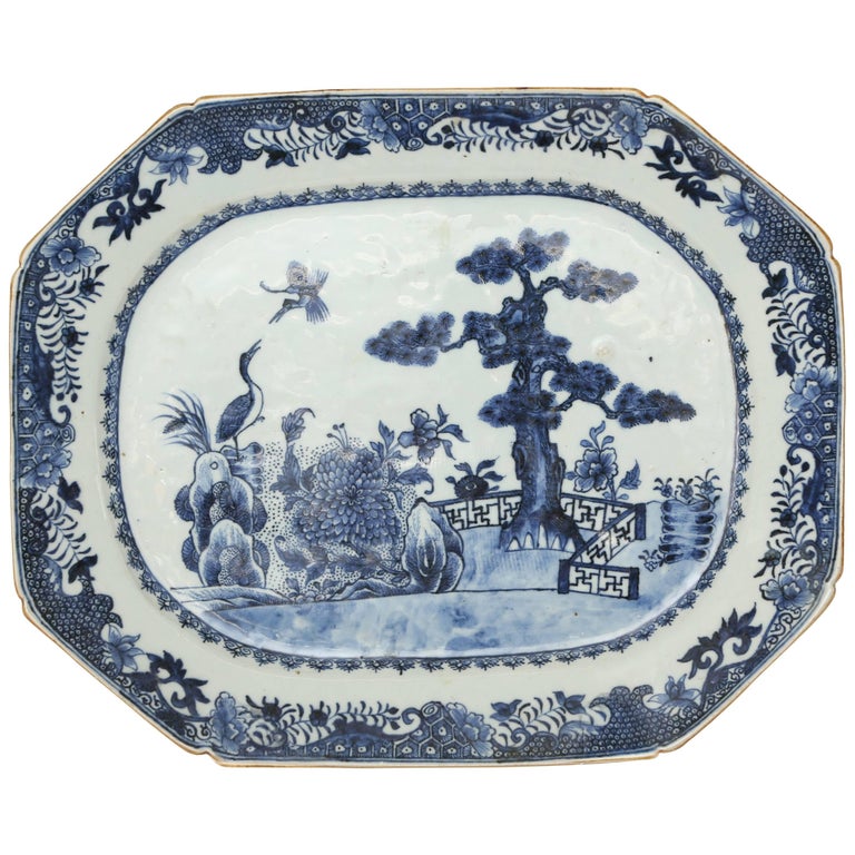 Chinese Export Blue and White Platter at 1stDibs