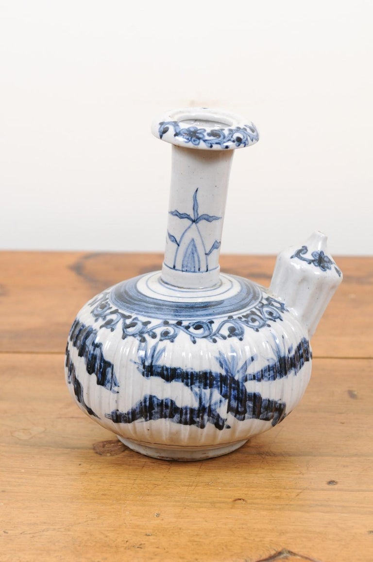 Chinese Export Blue and White Porcelain Tall Neck Teapot with Scrolling ...