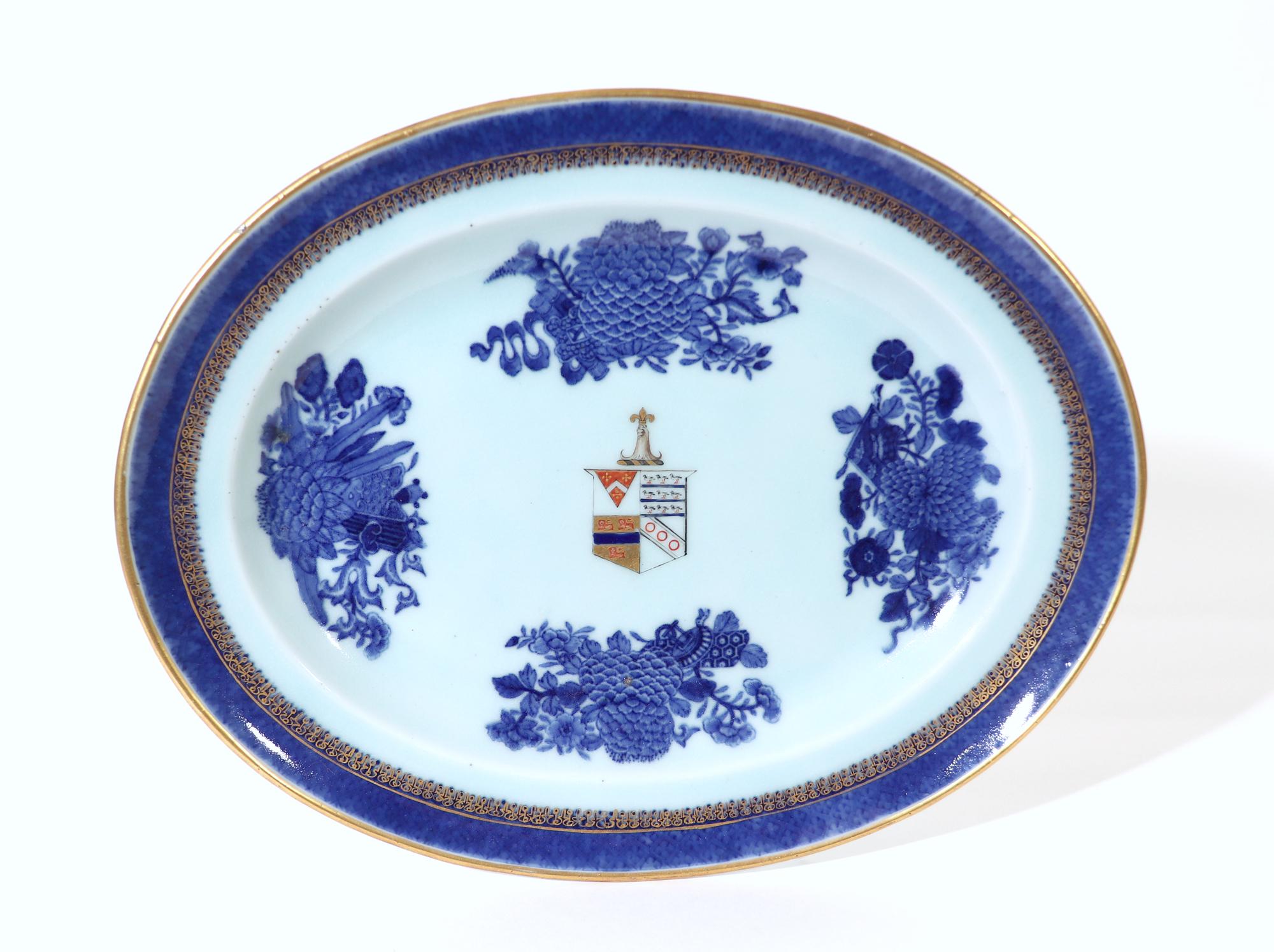 Chinese Export Fitzhugh Armorial Dishes, Arms of Hill Dawe of Ditcheat ...