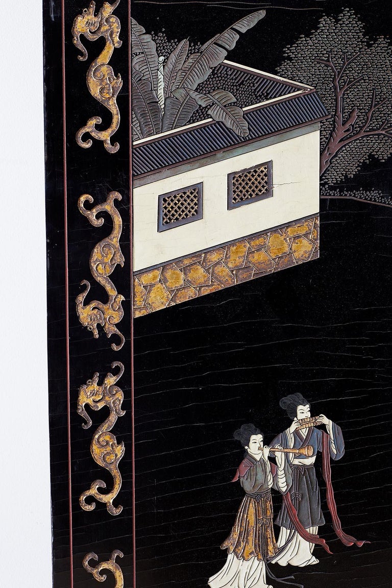 Chinese Export Four-Panel Lacquer Coromandel Screen at 1stDibs ...