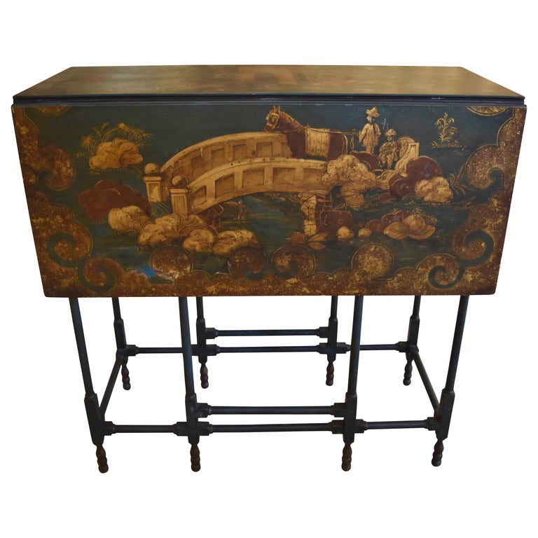 Chinese Export Lacquered Gate Leg Table For Sale at 1stDibs