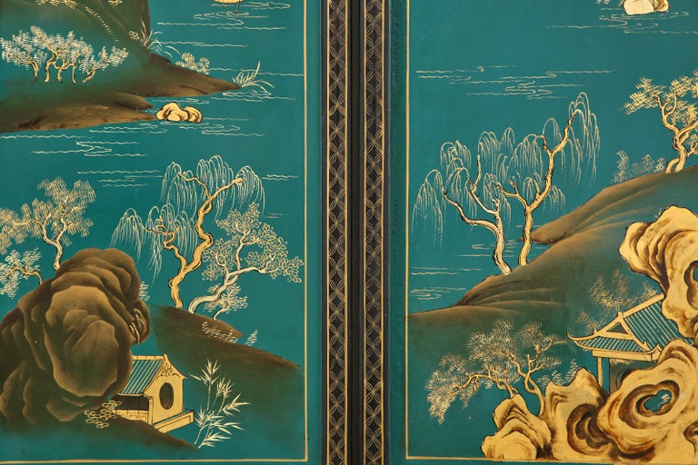 Chinese Export Lacquered Six Panel Coromandel Screen at 1stDibs