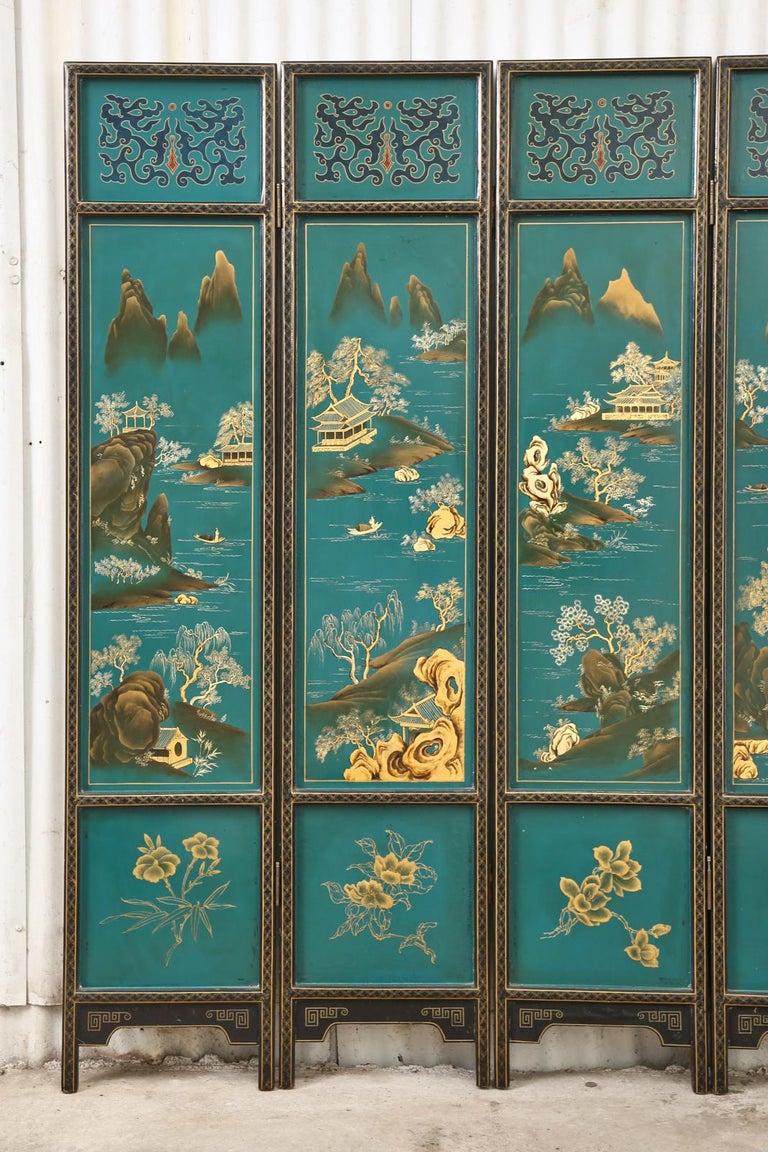 Chinese Export Lacquered Six Panel Coromandel Screen at 1stDibs
