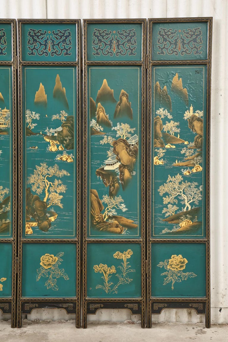 Chinese Export Lacquered Six Panel Coromandel Screen at 1stDibs