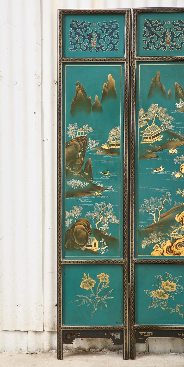 Chinese Export Lacquered Six Panel Coromandel Screen at 1stDibs