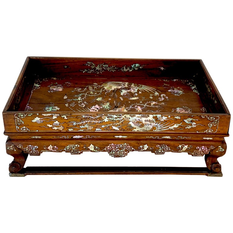 Chinese Export Mother of Pearl Inlaid Opium Stand at 1stDibs
