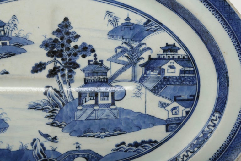 Oval Porcelain Well and Tree Platter, Chinese Export, Nanking Pattern ...