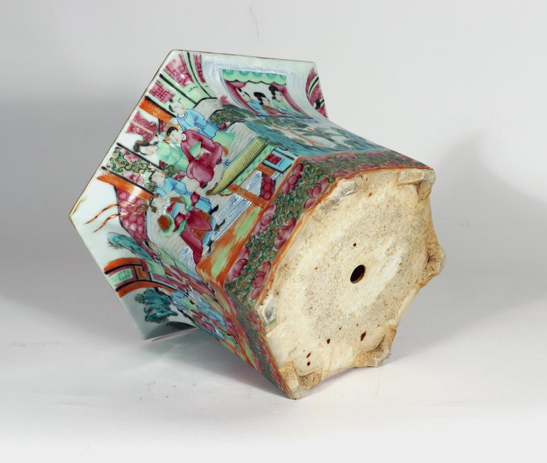 Chinese Export Porcelain Rose Canton Cache Pot and Stand For Sale at ...