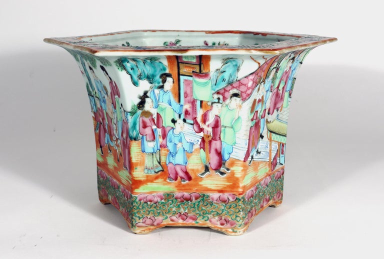 Chinese Export Porcelain Rose Canton Cache Pot and Stand For Sale at ...