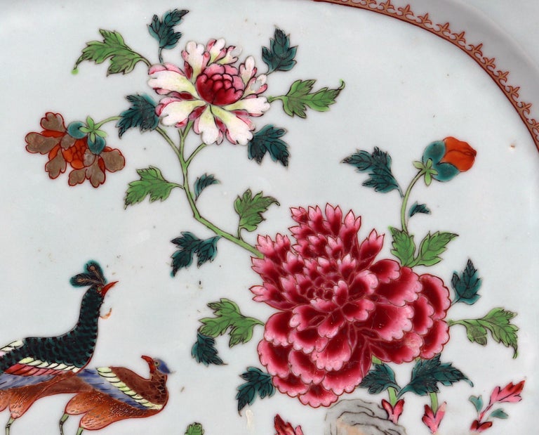 Chinese Export Porcelain Very Large Double Peacock Dish at 1stDibs