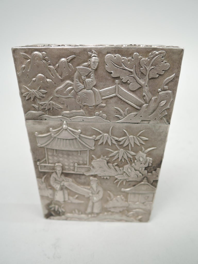 Chinese Export Silver Card Case by Khe Cheong For Sale at 1stDibs