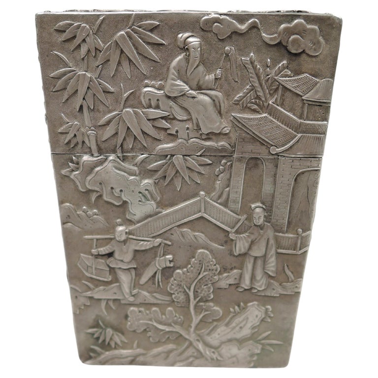 Chinese Export Silver Card Case by Khe Cheong For Sale at 1stDibs