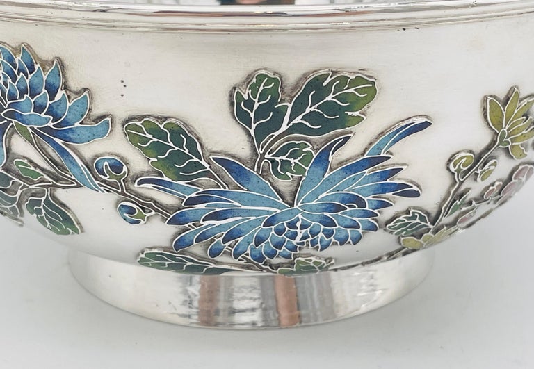 Chinese Export Silver and Enamel Bowl For Sale at 1stDibs
