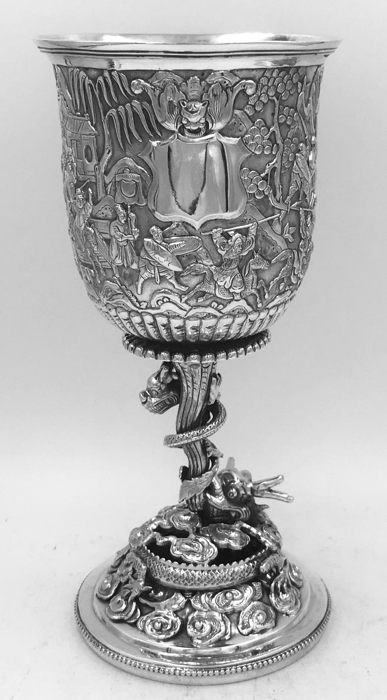 Chinese Export Silver Goblet For Sale at 1stDibs