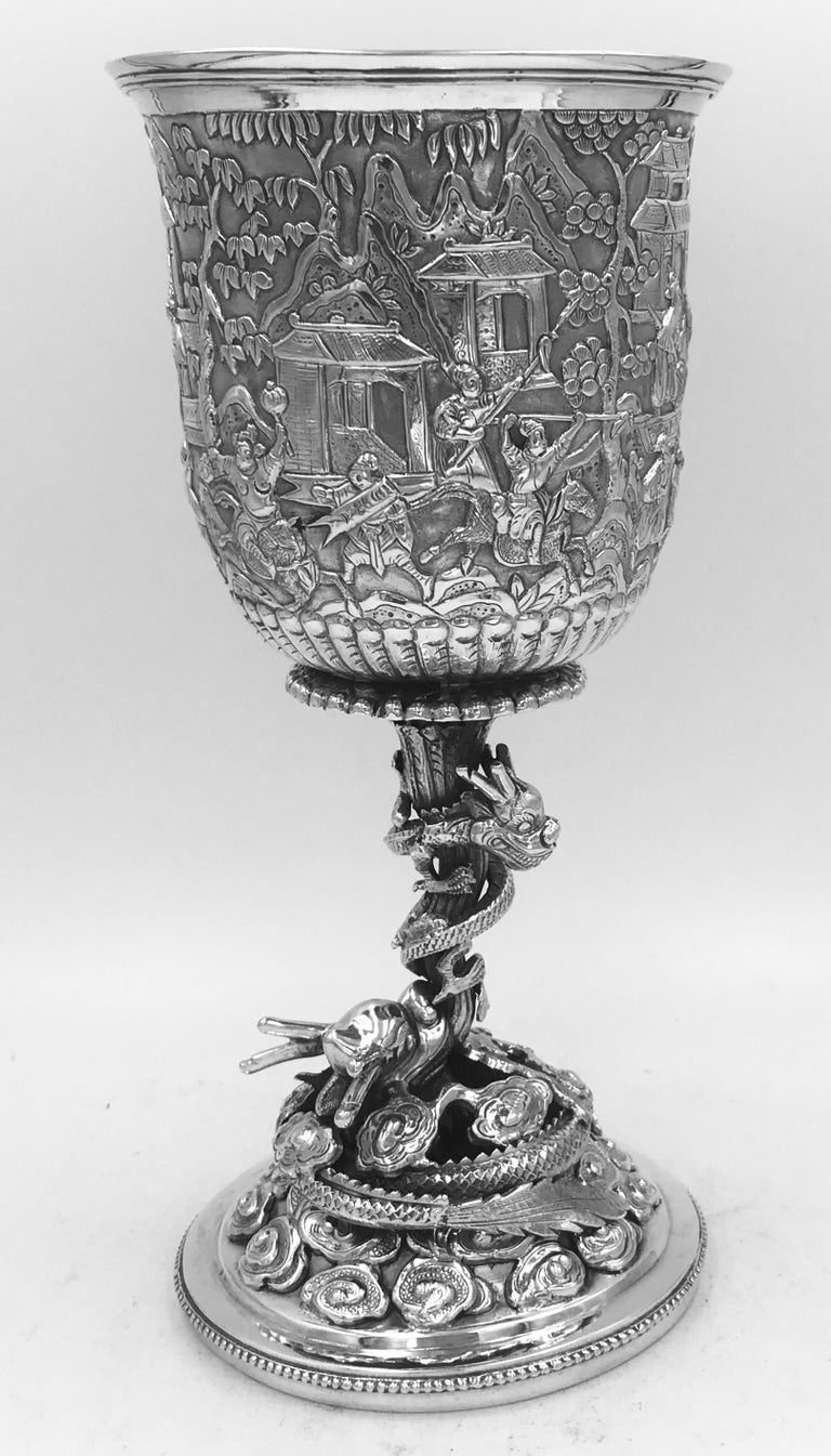 Chinese Export Silver Goblet For Sale at 1stDibs