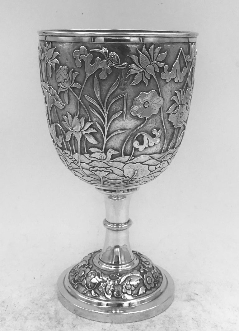 Chinese Export Silver Goblet at 1stDibs