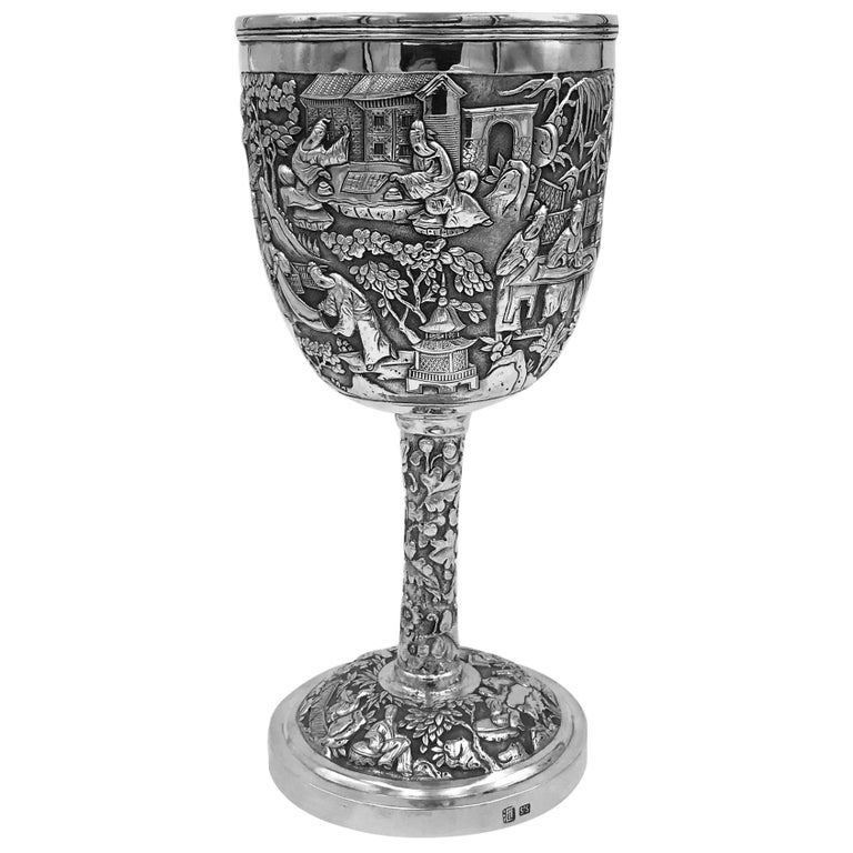 Chinese Export Silver Goblet at 1stDibs