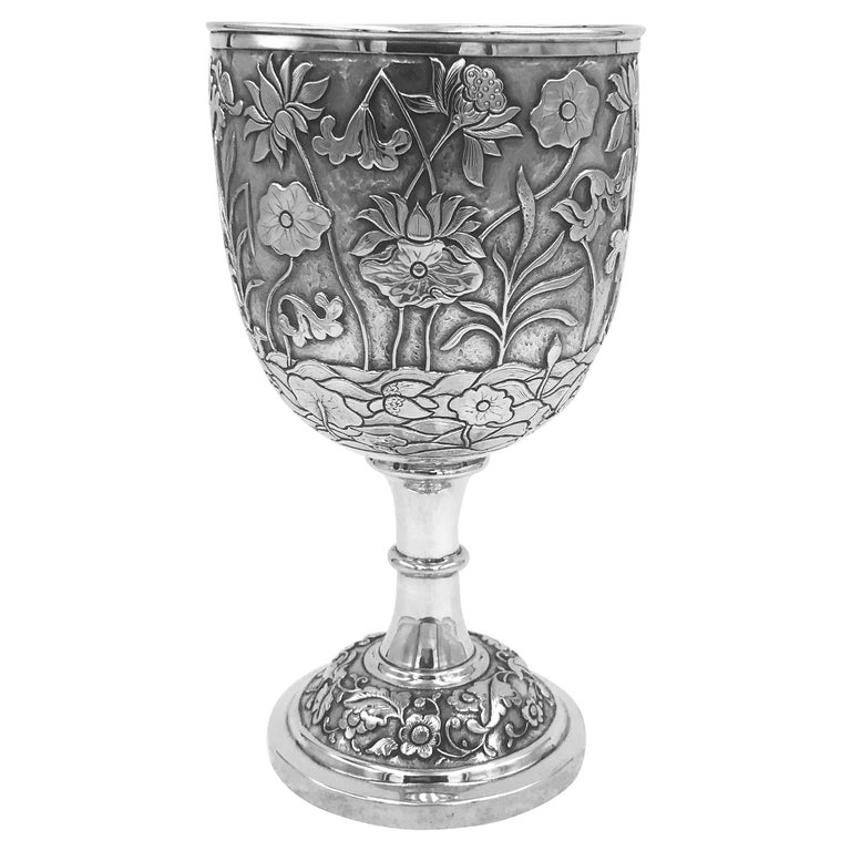 Chinese Export Silver Goblet at 1stDibs