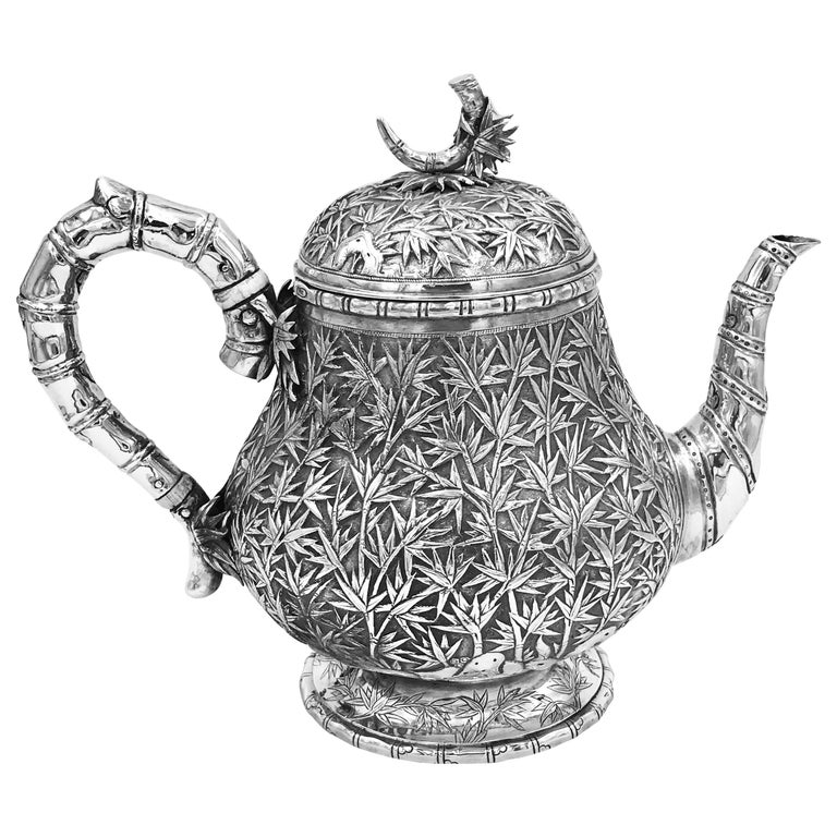 Chinese Export Silver Teapot at 1stDibs