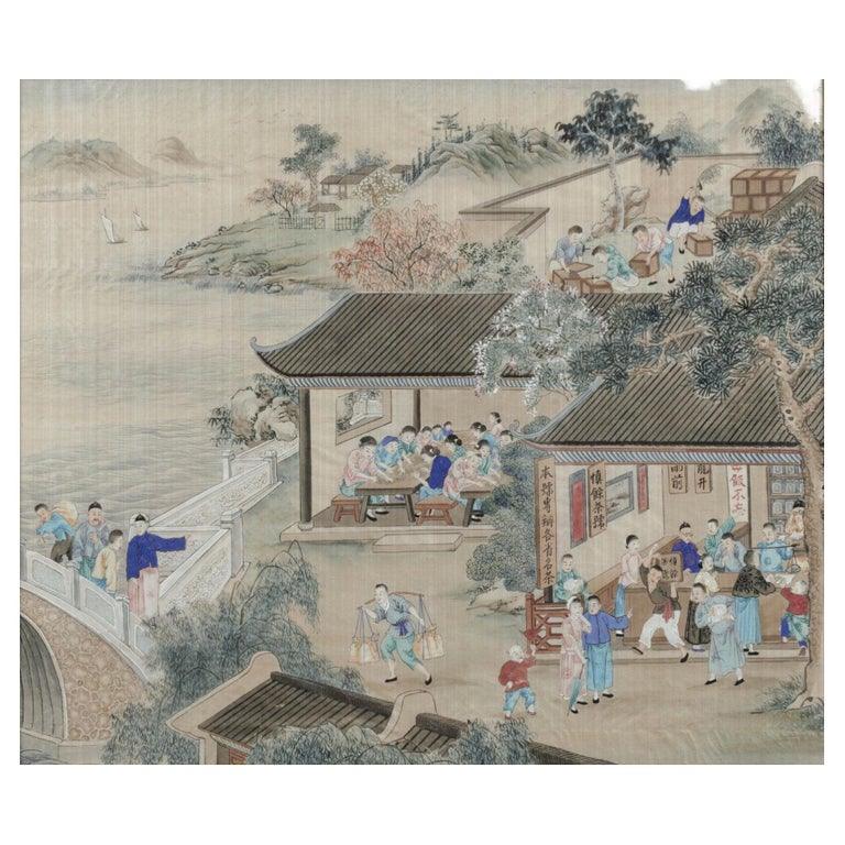 Chinese Export Trade Painting Depicting ‘the Tea Shop', Chinoiserie ...