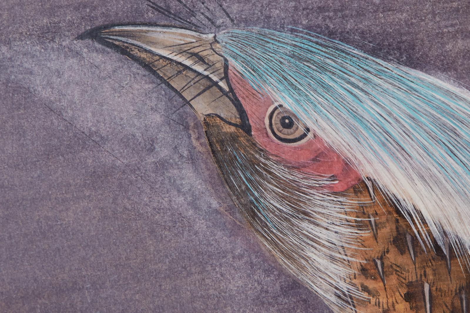 Chinese Export Two-Panel Hand Painted Wallpaper Screen at 1stDibs