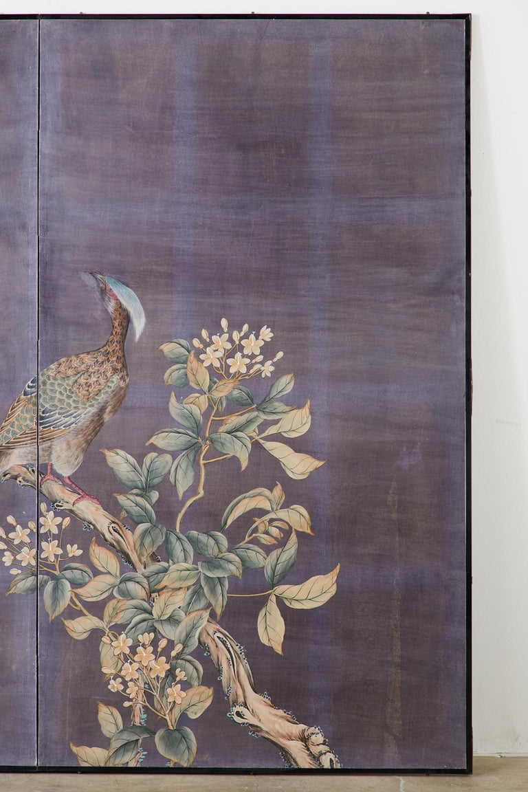 Chinese Export Two-Panel Hand Painted Wallpaper Screen at 1stDibs