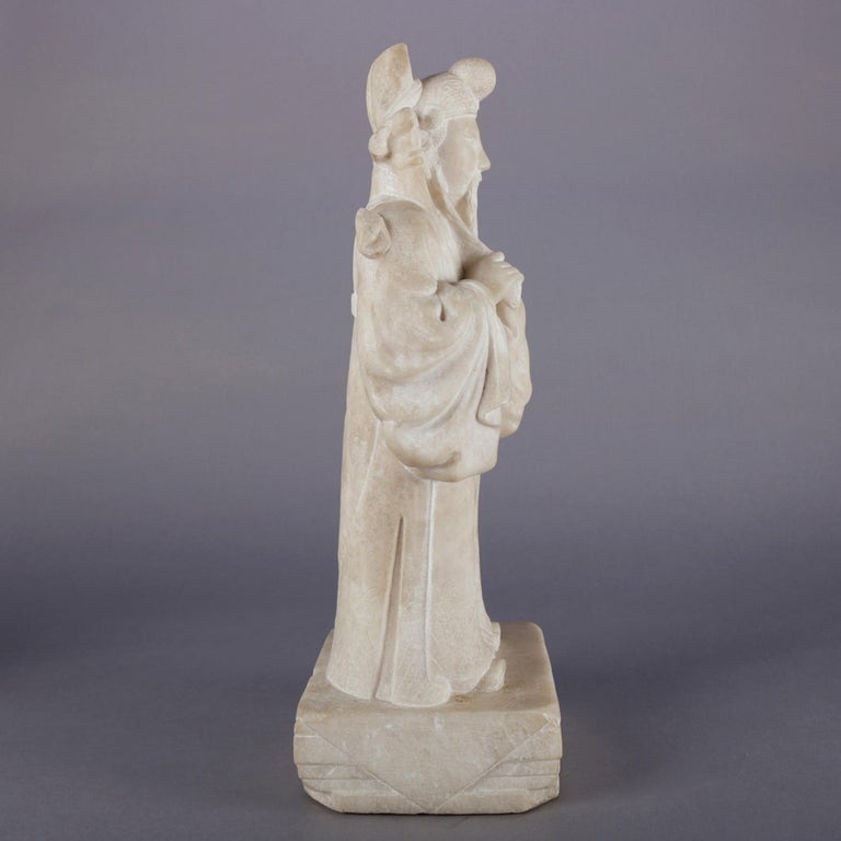 Chinese Figural Carved Alabaster Portrait Sculpture of Emperor, 19th ...