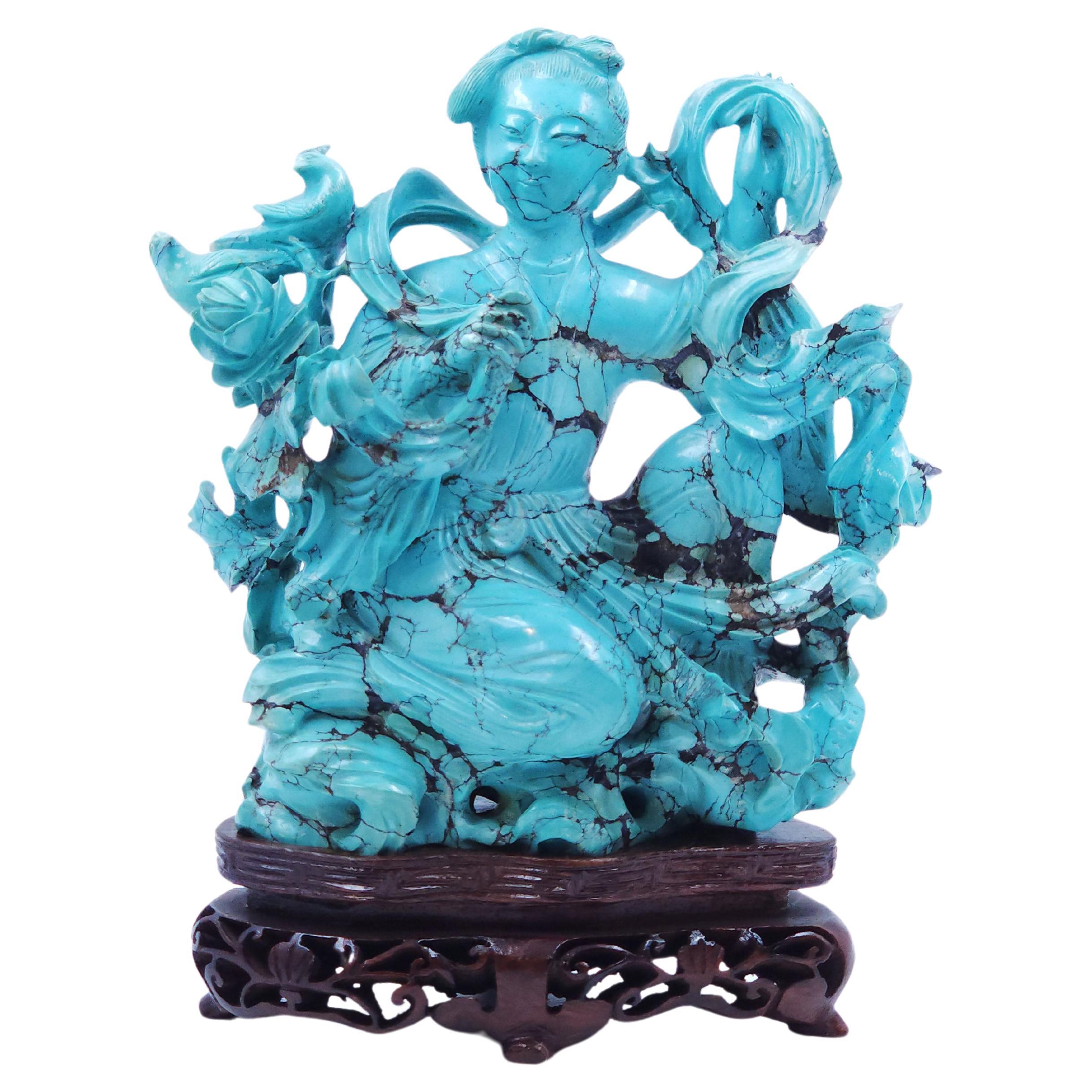 Chinese figure from the Qing Dynasty carved in turquoise, 20th century ...
