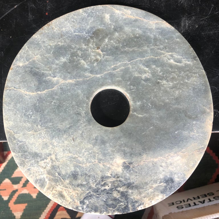 Chinese Fine Ancient Large Round Jade Bi Disc, 2000 BCE at 1stDibs